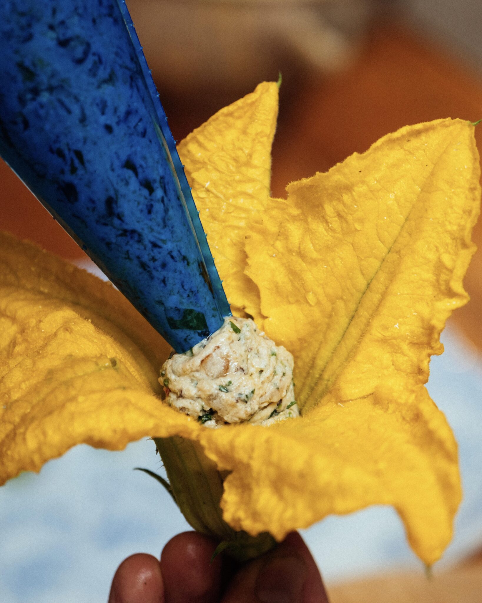 Beer Battered Courgette Flowers Stuffed with Creamy Mushroom - Gaz Oakley